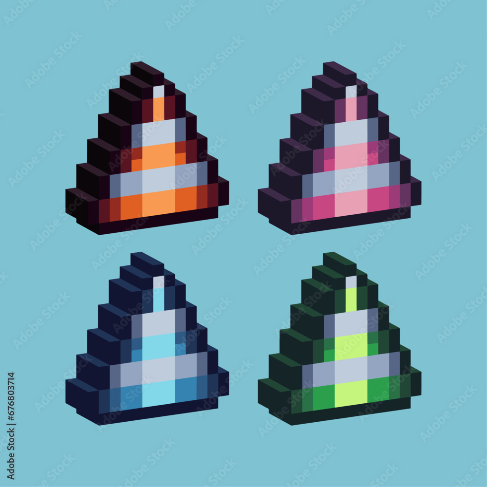 Isometric Pixel art 3d of street cone for items asset. Street cone on ...