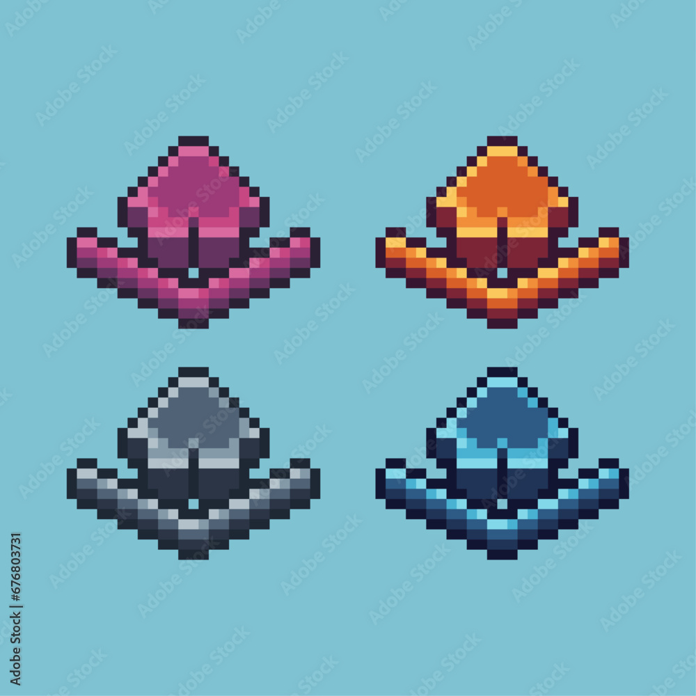 Pixel art sets of house icon with variation color item asset. Simple ...