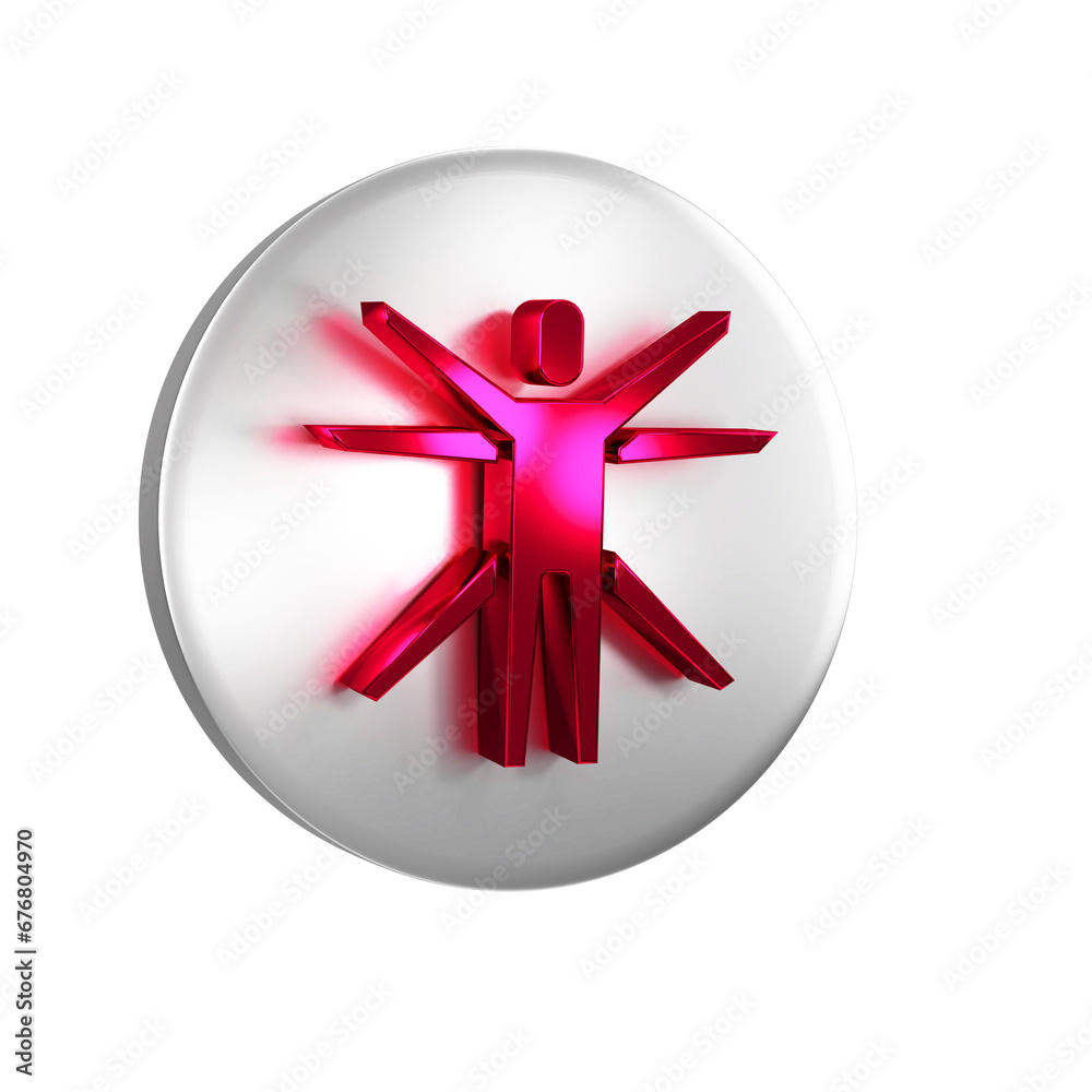 Red Vitruvian Man by Leonardo Da Vinci icon isolated on transparent ...
