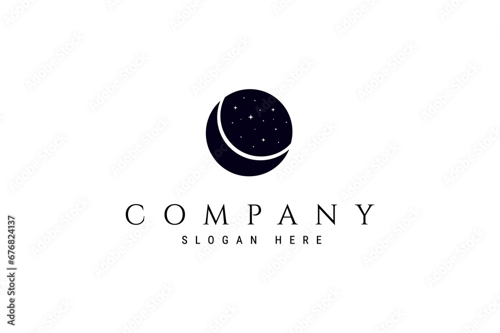 vector logo which image of a crescent moon with space Stock Vector ...