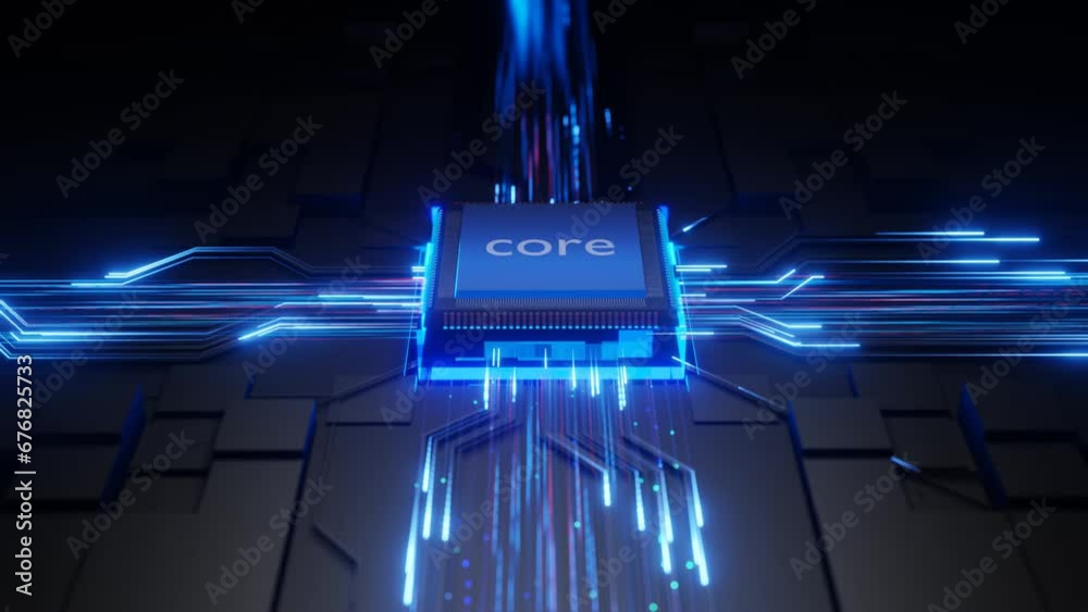 Central Computer Processors CPU concept. Digital pulses and signals ...