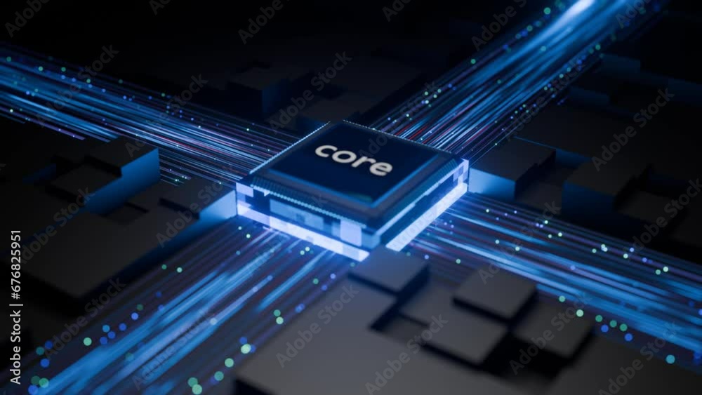 Central Computer Processors CPU concept. Digital pulses and signals ...