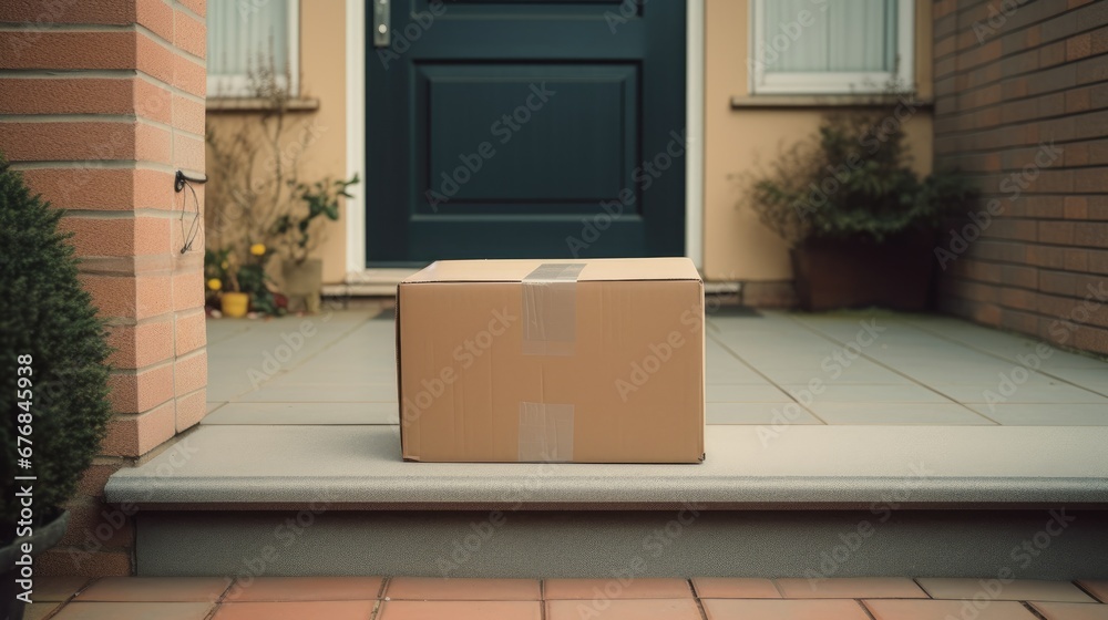 Door package parcel box standing near front door doorstep wallpaper ...