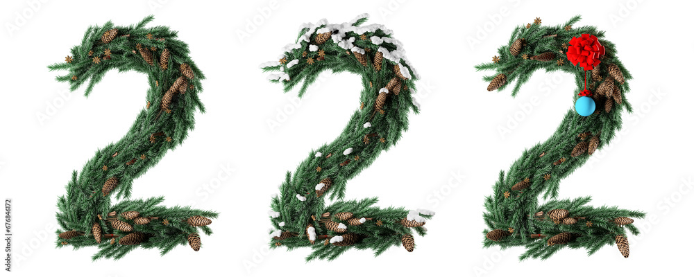 Christmas number two "2". Christmas typography. Christmas font or type ...