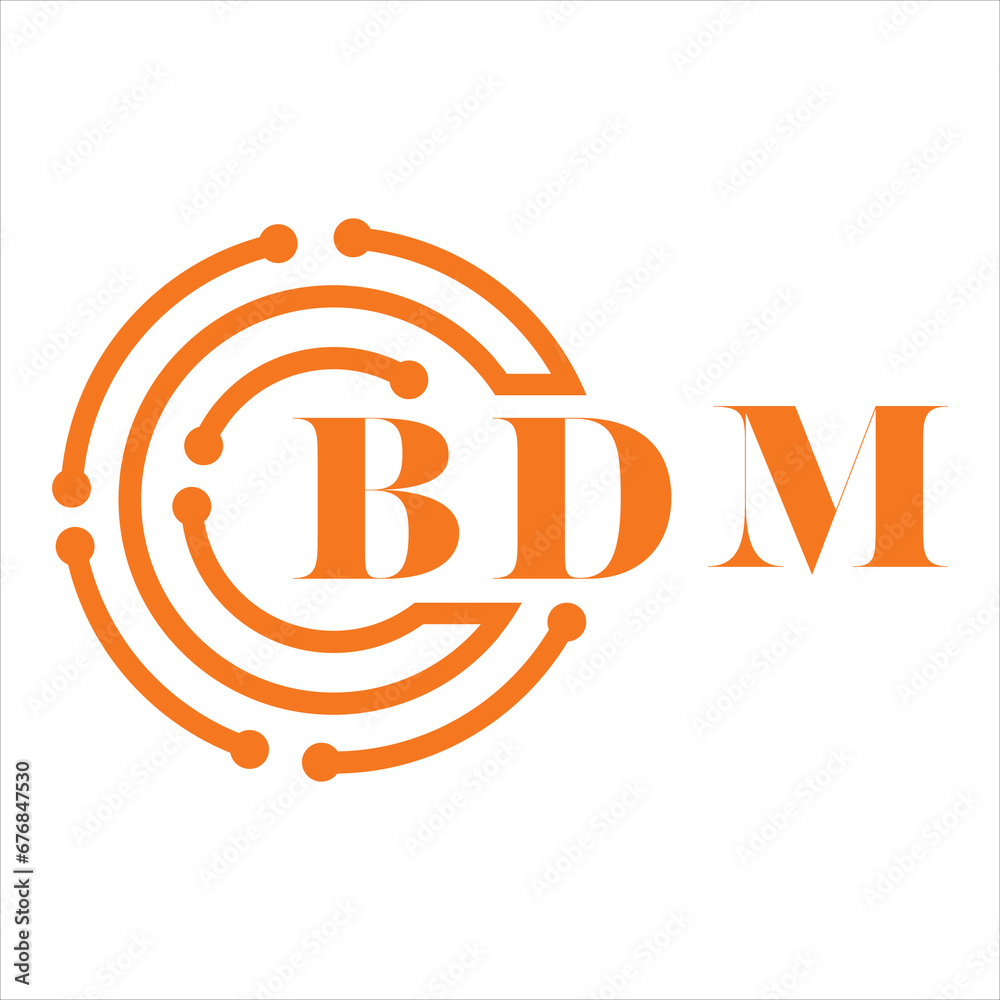 BDM letter design. BDM letter technology logo design on white ...