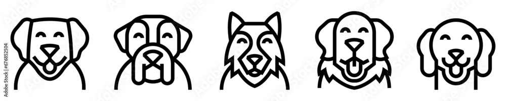 Conjunto de iconos de razas de perros. Animales domésticos, mascota ...