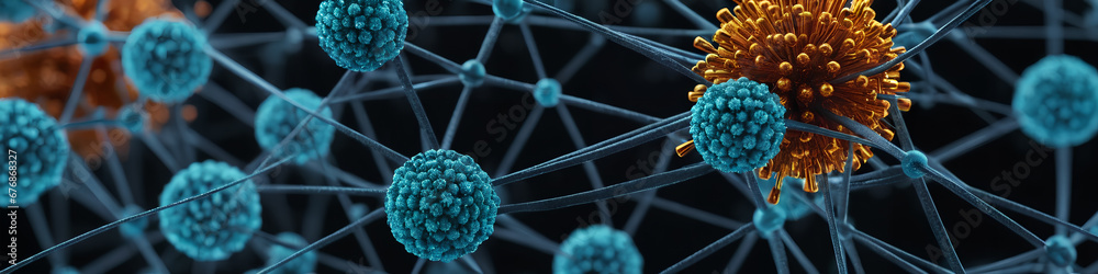 Abstract background featuring a close-up view of atoms, portraying the ...