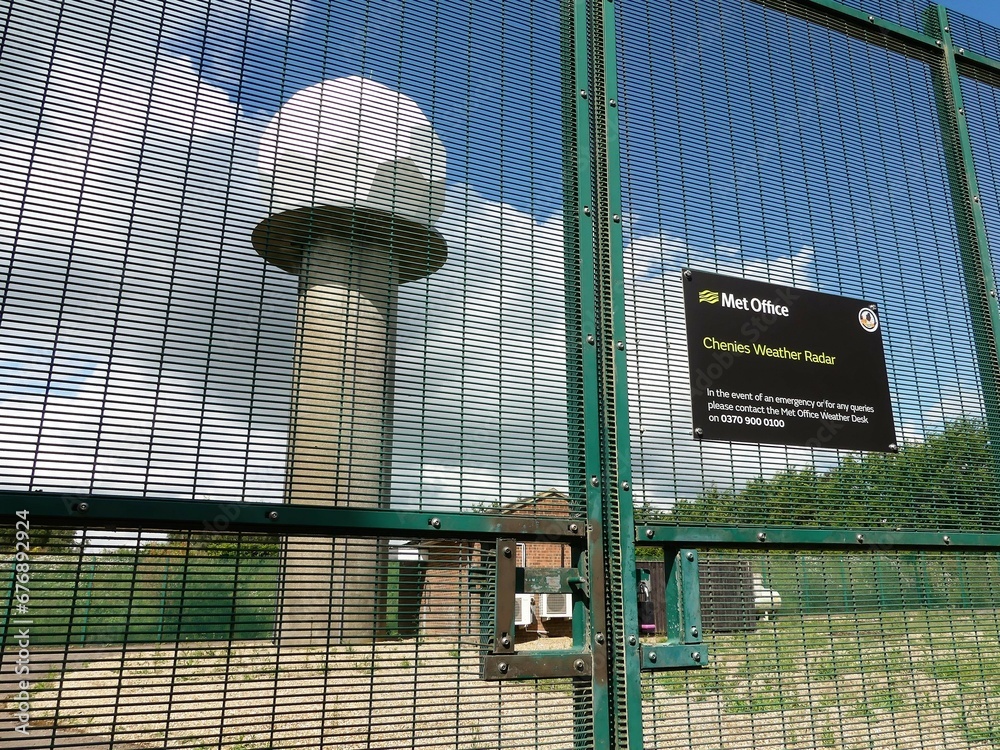 Met Office Chenies Weather Radar with a 'golf ball' styled Radome. The ...