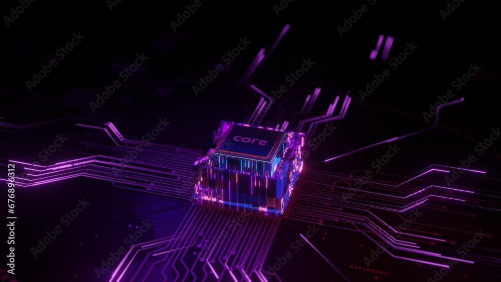 3D Rendering of CPU and Circuit Board: Digitalization Process Visualized through Pulse ...