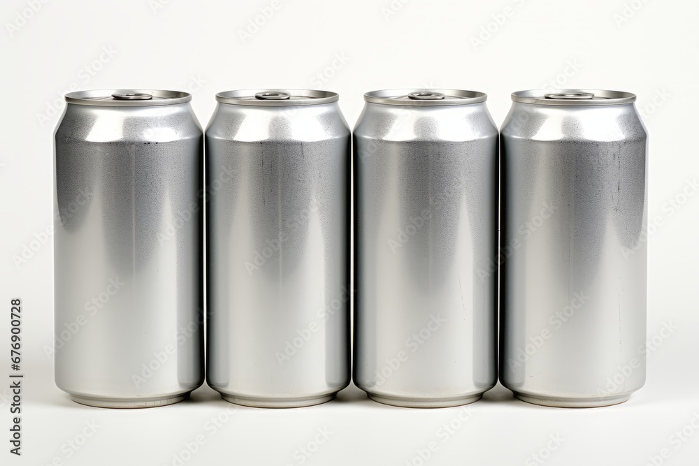 Blank aluminum beverage cans without labels as realistic mock up for ...