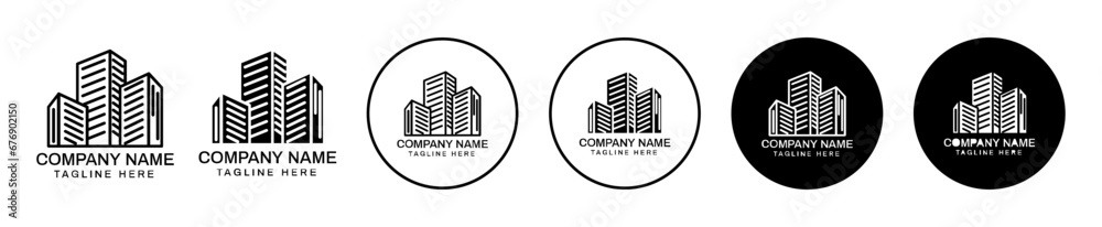 building logo. corporate business company office or skyscraper building ...