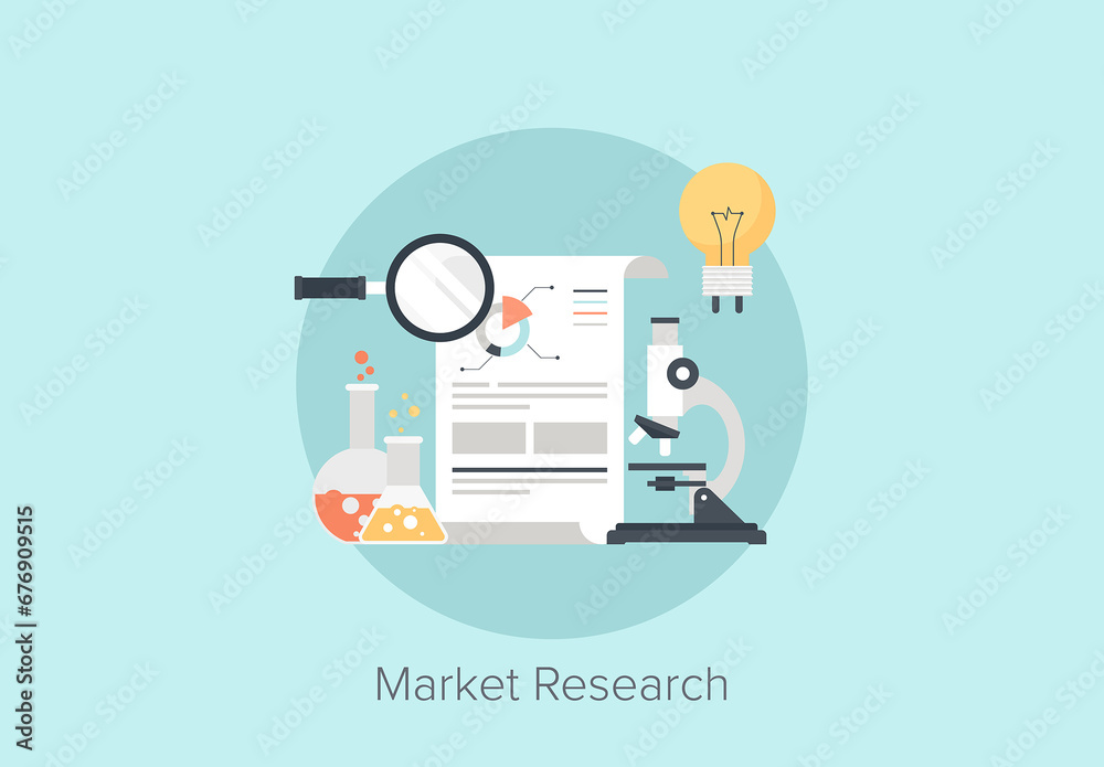 Vector illustration of market research flat design concept. Stock ...