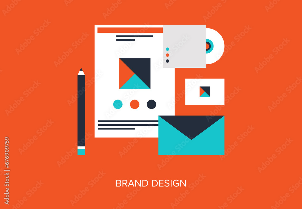 Abstract flat vector illustration of brand design concept. Elements for ...