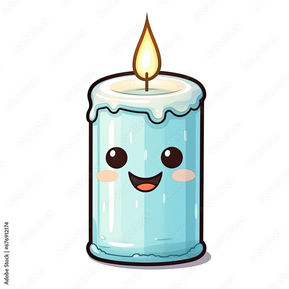 Cartoon holiday candle emoji. Christmas candle sticker. New Year ...