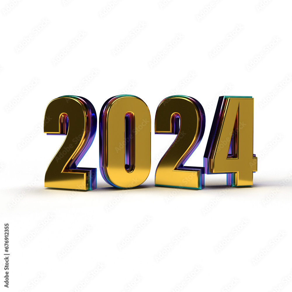 Happy new year 2024 golden 3d numbers with Happy New Year 2024 Golden ...