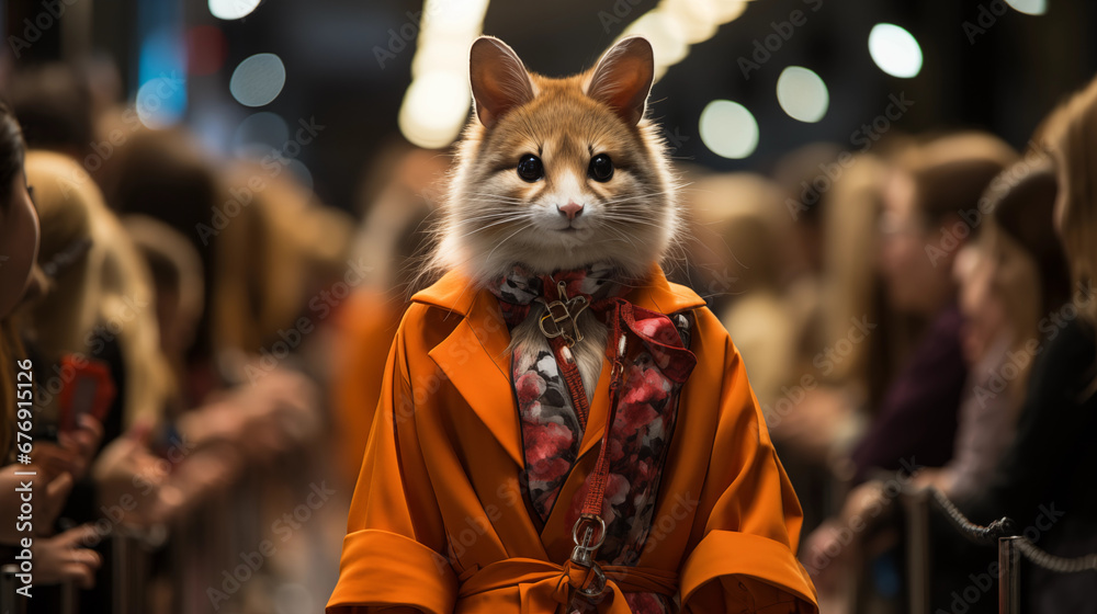 Fashion Show with Animal Models: A runway with animal models showcasing ...