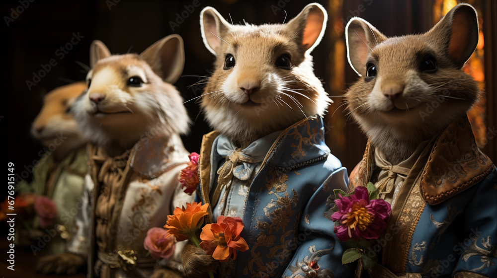 Royal Court of Animal Kingdom: A regal scene with animals dressed in ...