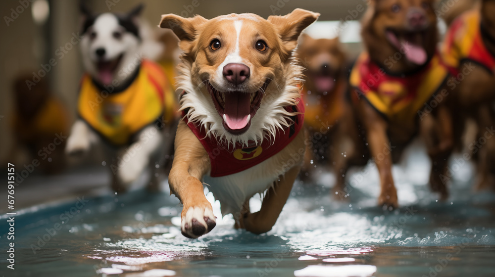 Sports Extravaganza with Animal Athletes: A sports arena featuring ...