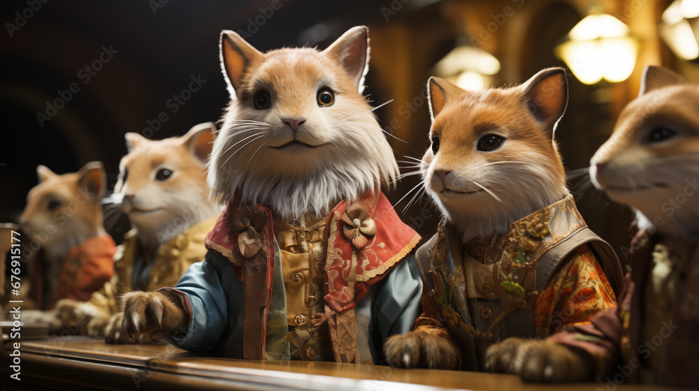 Royal Court of Animal Kingdom: A regal scene with animals dressed in ...