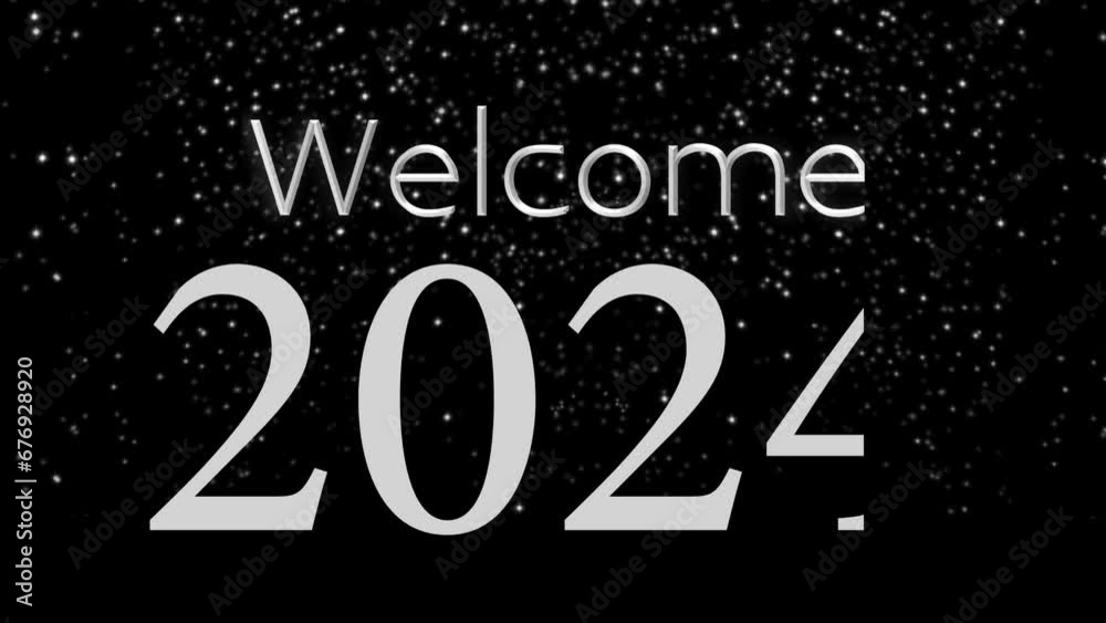 Welcome 2024 Message with a beautiful falling celebration particles ...