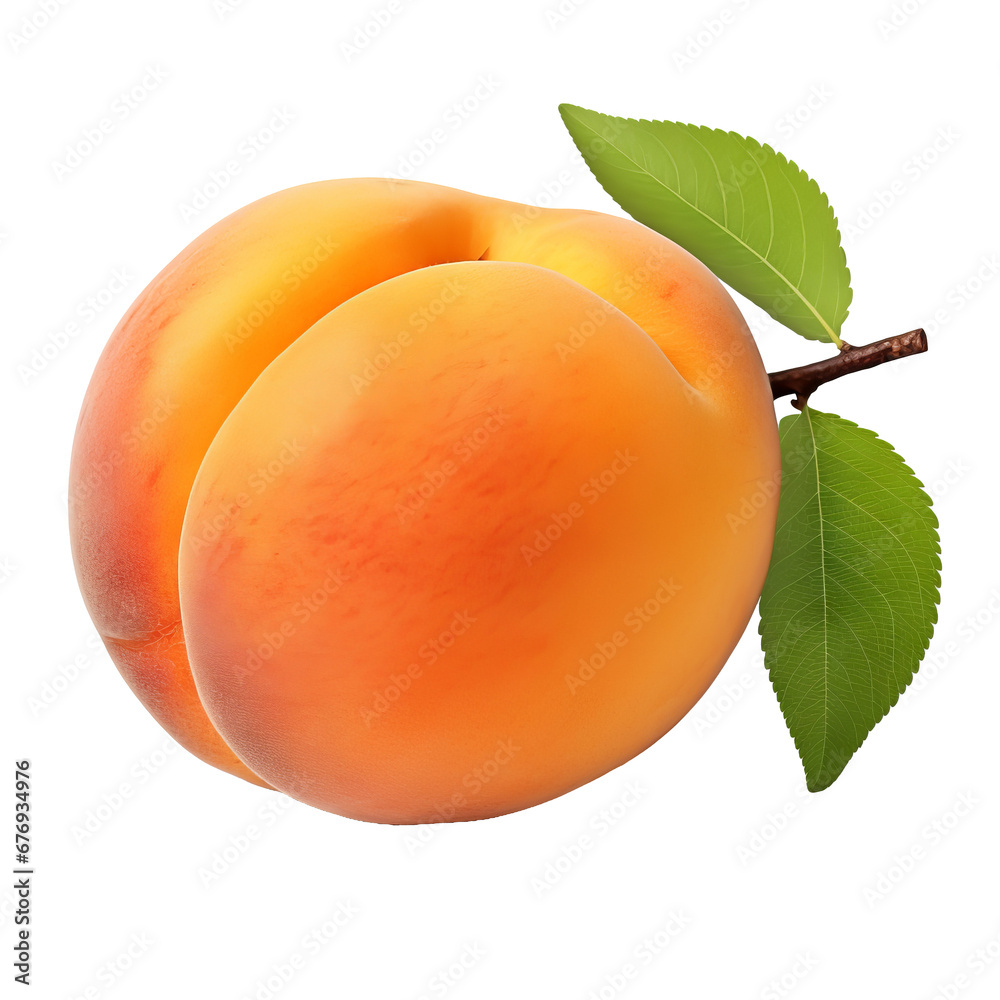Ripe apricot fruit depicted in full body detail, isolated on a ...