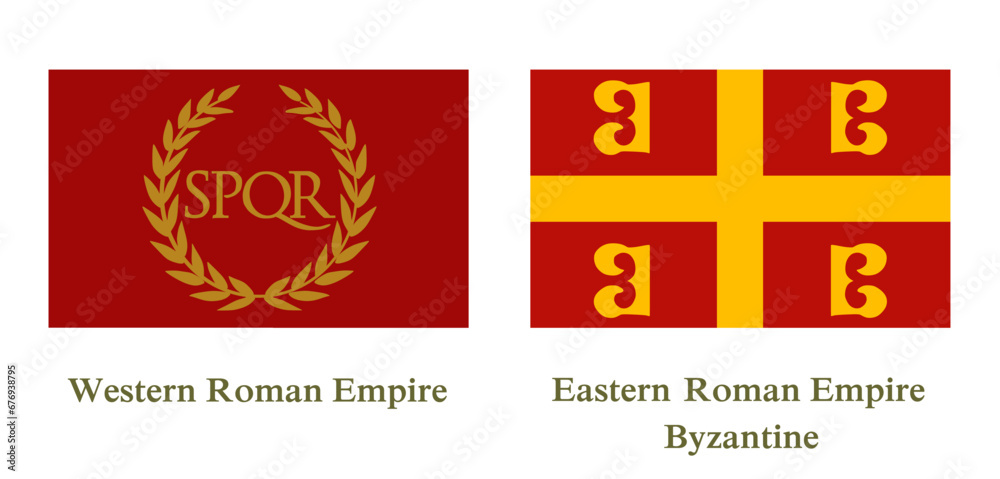 Western Roman Empire flag and Byzantine flag vector illustration ... Western Roman Empire flag and Byzantine flag vector illustration ...