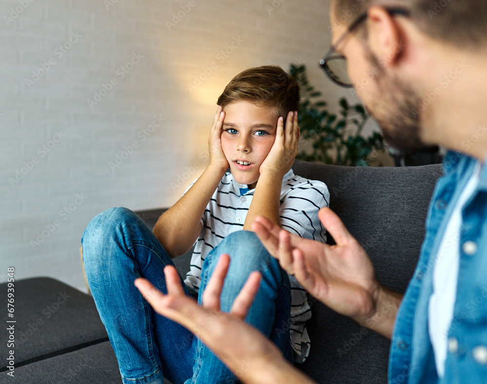 father child home family son teenage parent arguing bored conflict ...