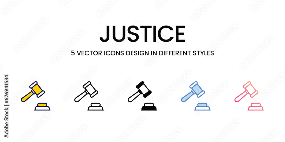 Justice Icon Design in Five style with Editable Stroke. Line, Solid ...