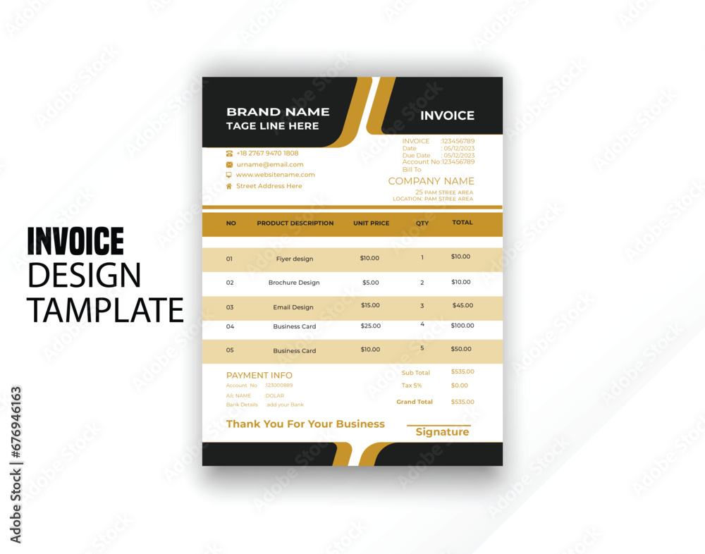 Invoice design template ,invoice bleed invoice business template vector ...