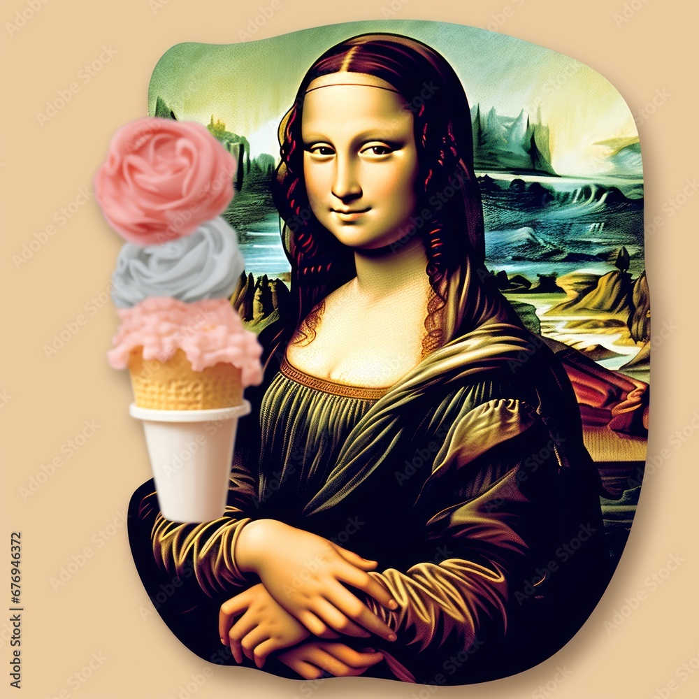 Mona Lisa Eating Ice Cream Mona Lisas Portrait In A Pop Art Style