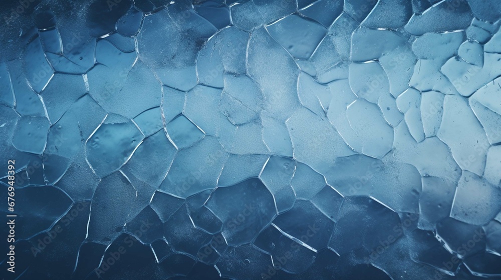 Abstract ice background. Blue background with cracks on the ice surface ...
