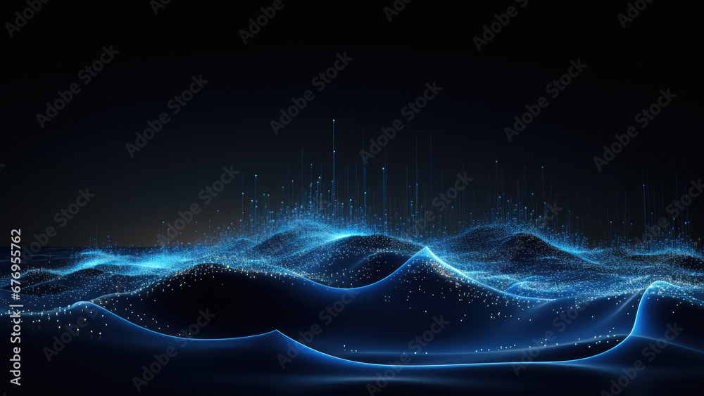 Digital Technology Landscape with Chart Wave Stock Illustration | Adobe ...