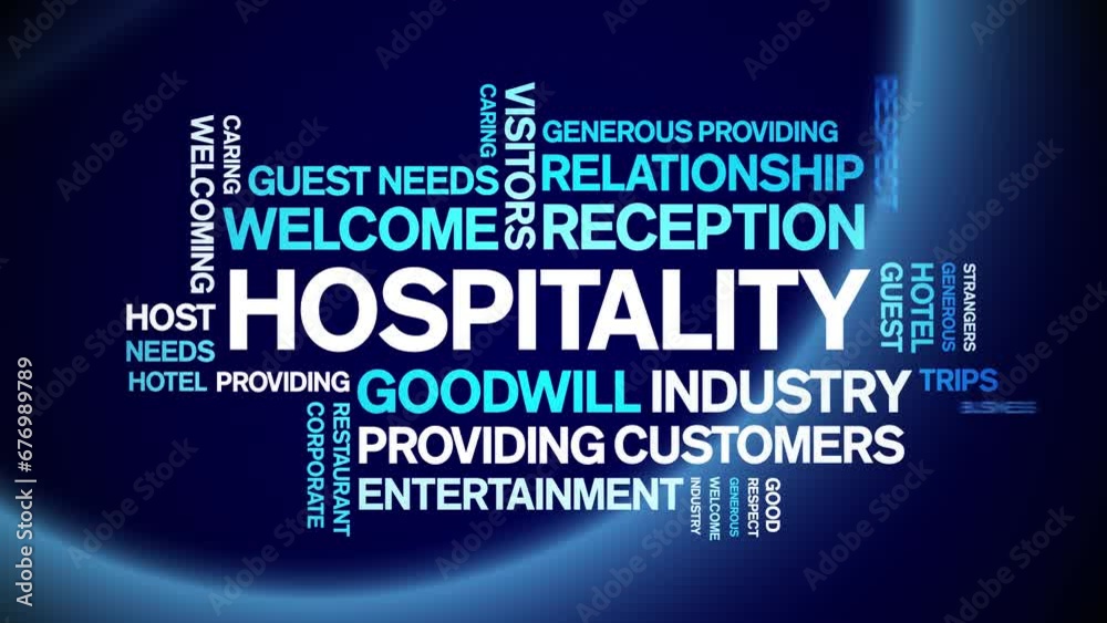 Hospitality animated tag word cloud;text design animation kinetic ...