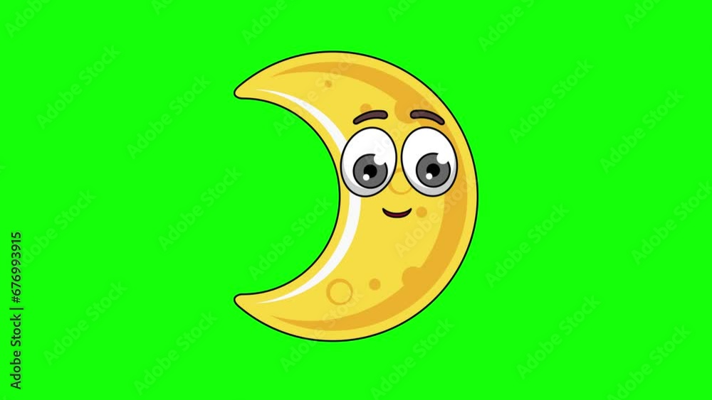 crescent moon cartoon character with a saluting face, emoji emoticon ...