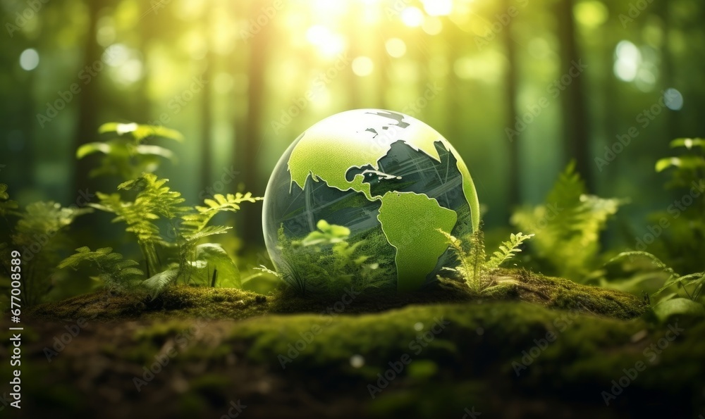 world environment and earth day concept green globe in eco friendly ...
