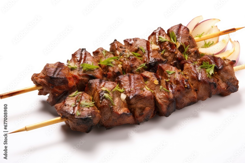 Traditional grilled lamb or mutton from the Middle East commonly served ...