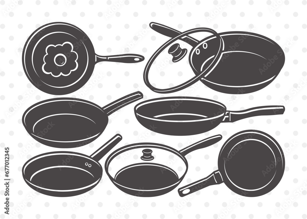 Frying Pan Clipart SVG Cut File | Skillet Pan Svg | Egg Frying Pan Svg ...