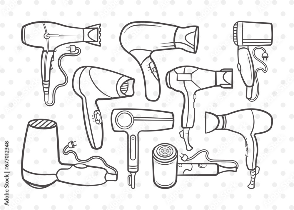Hair Dryer Clipart Svg Cut File Blow Dryer Svg Barber Tools Svg