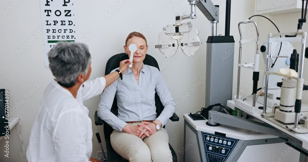 Eye Exam Consultation And Optometrist Cover Woman Client Or Patient