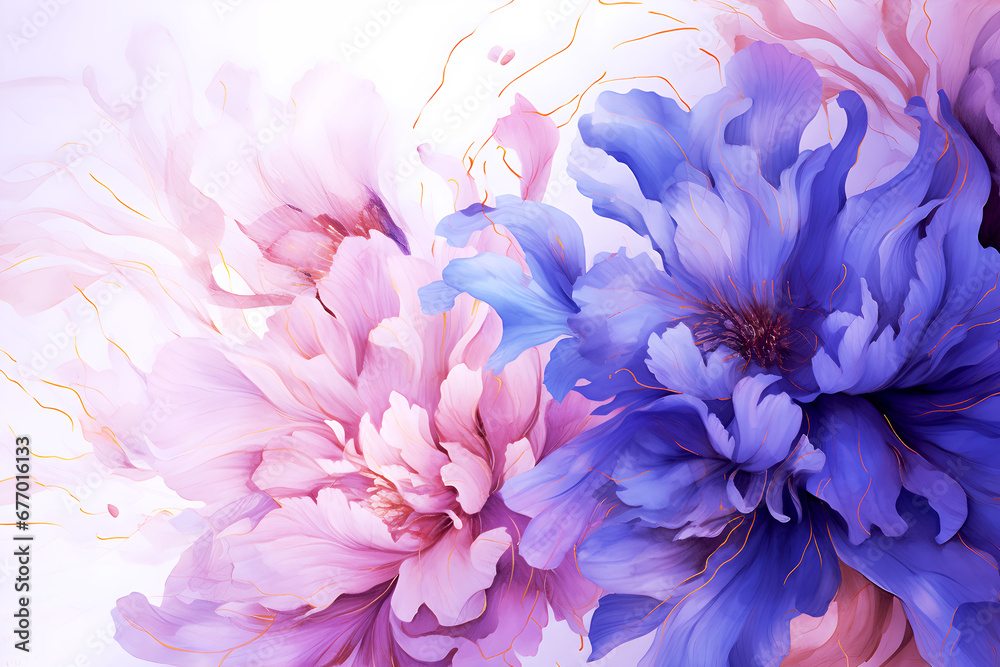 Dance of Soft Colors - Abstract Digital Art with Pink and Blue Flowers ...