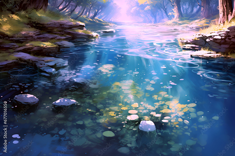 Beautiful Blue Pond Backgrounds Web graphics-Generative AI Stock ...