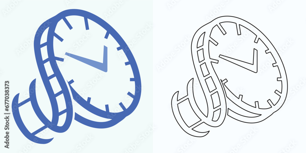 New style Analog clock flat vector icon. Symbol of time management ...