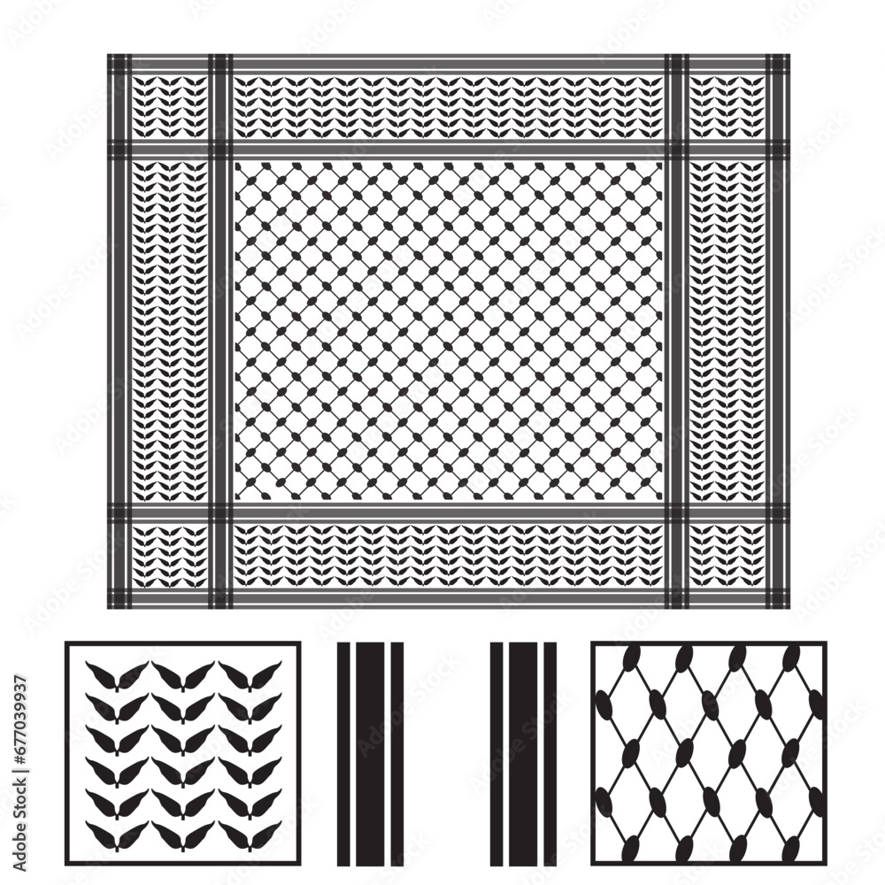 Palestinian Keffiyeh Pattern Middle East Symbol Stock Vector | Adobe Stock