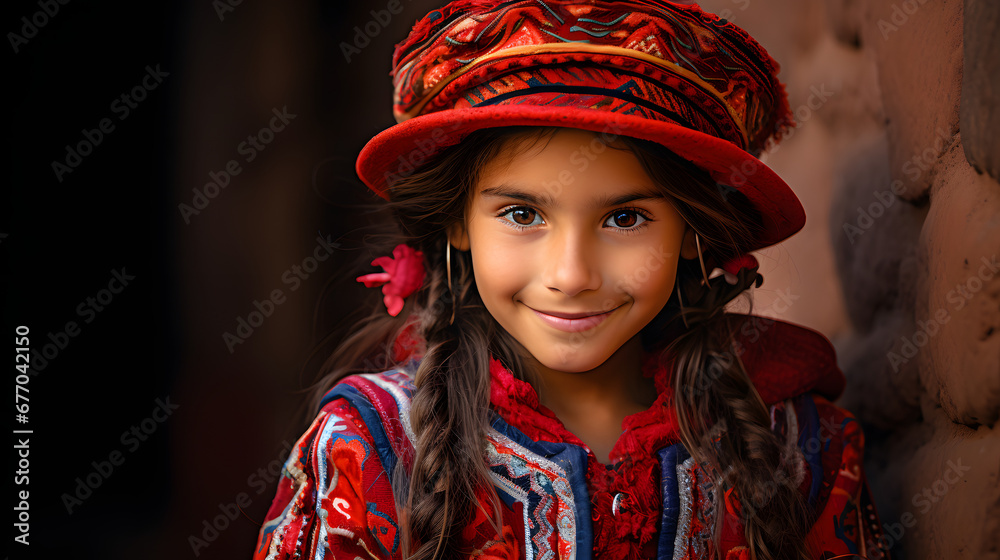 beautiful quechua girl en traditional clothes, Cusco little girl ...