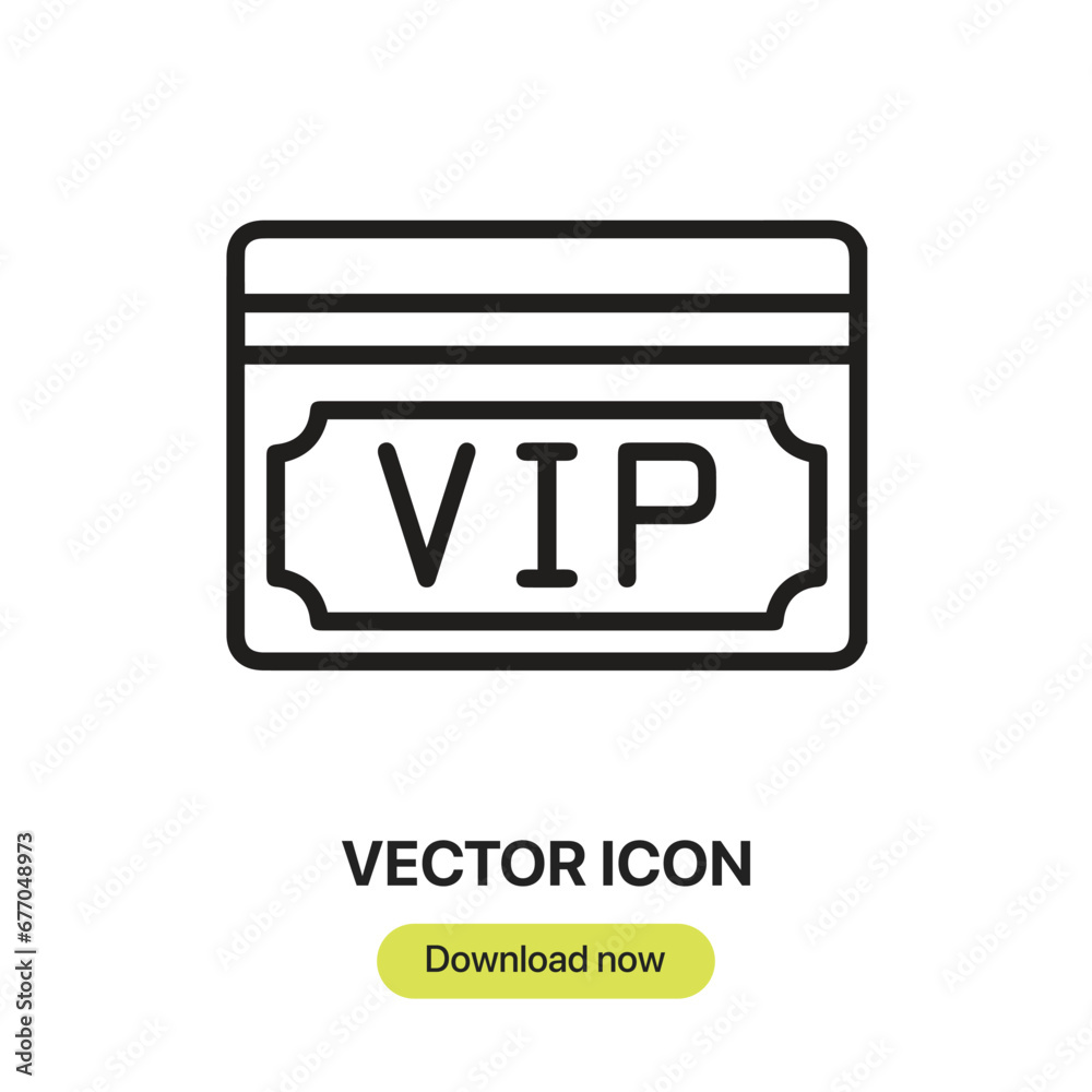 Vip Pass icon vector. Linear-style sign for mobile concept and web ...