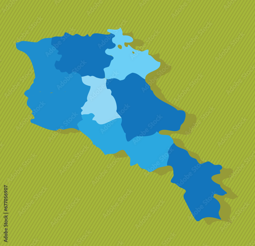 Armenia map with regions blue political map green background vector ...