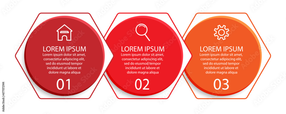 3 step 3d vector infographic, simple design with various interconnected ...