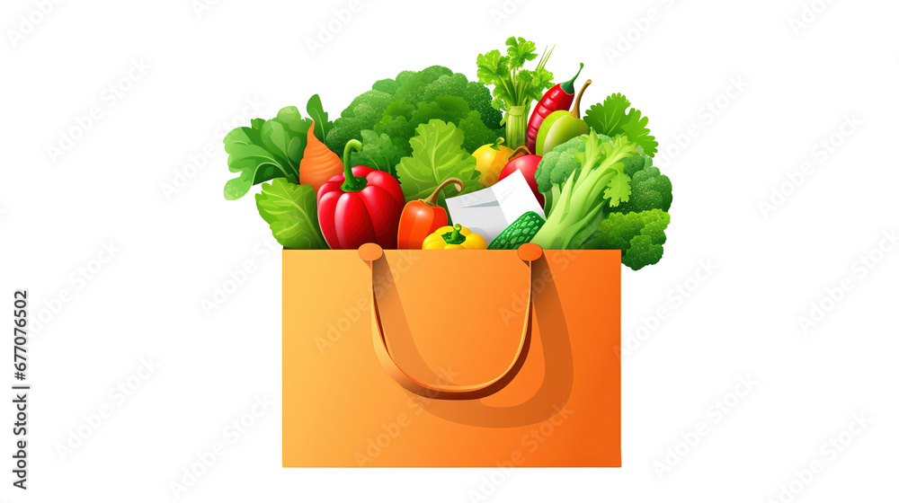 Vegetables in a paper bag isolated on transparent background, image ...
