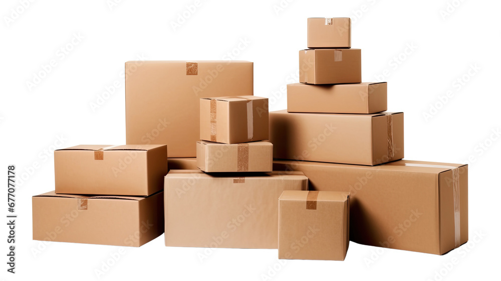 Parcels boxes on transparent background PNG Stock Photo | Adobe Stock