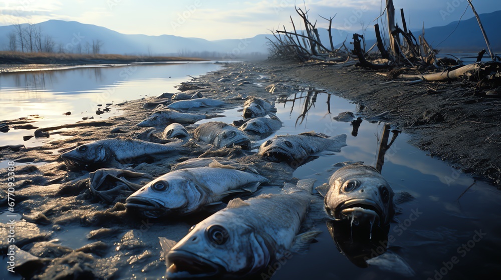 fish die effect by water pollution Stock Photo | Adobe Stock